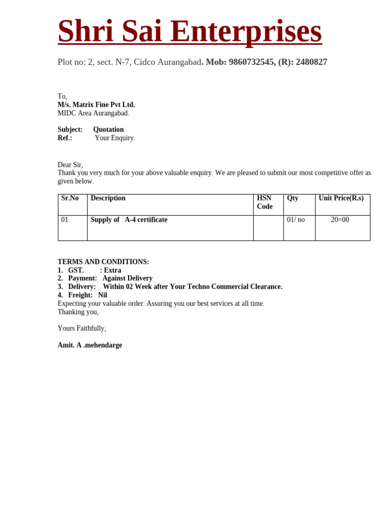 Quot For Certificate Matrix Fine | PDF
