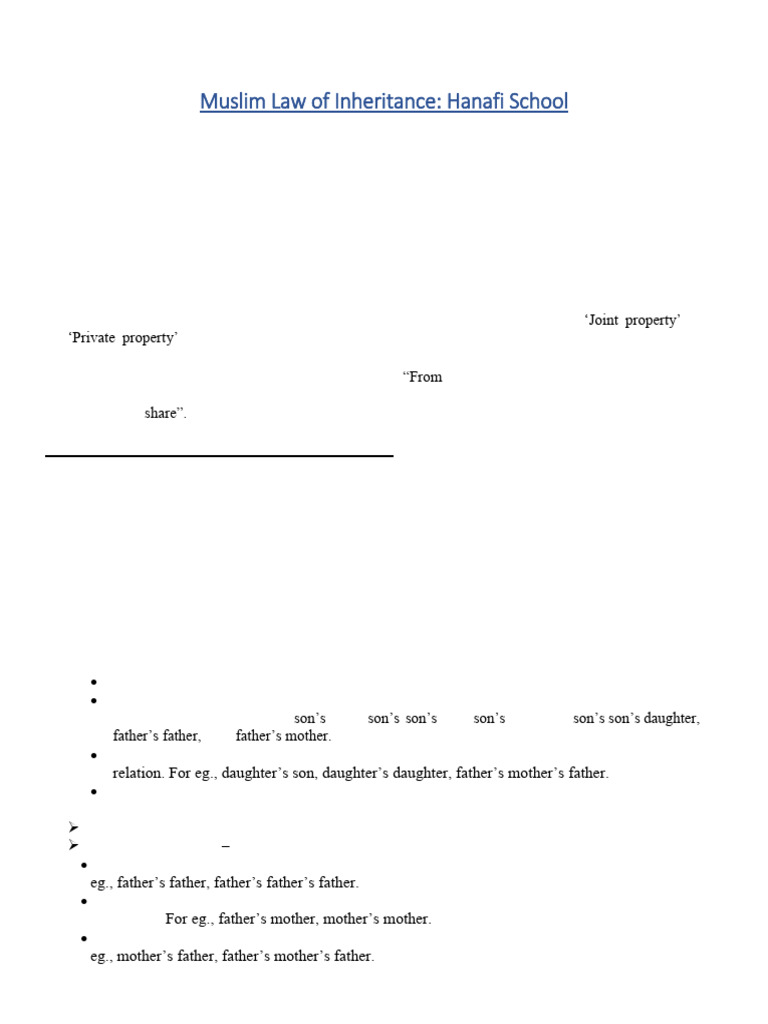 Muslim Law of Inheritance - Hanafi School | PDF | Inheritance | Sharia