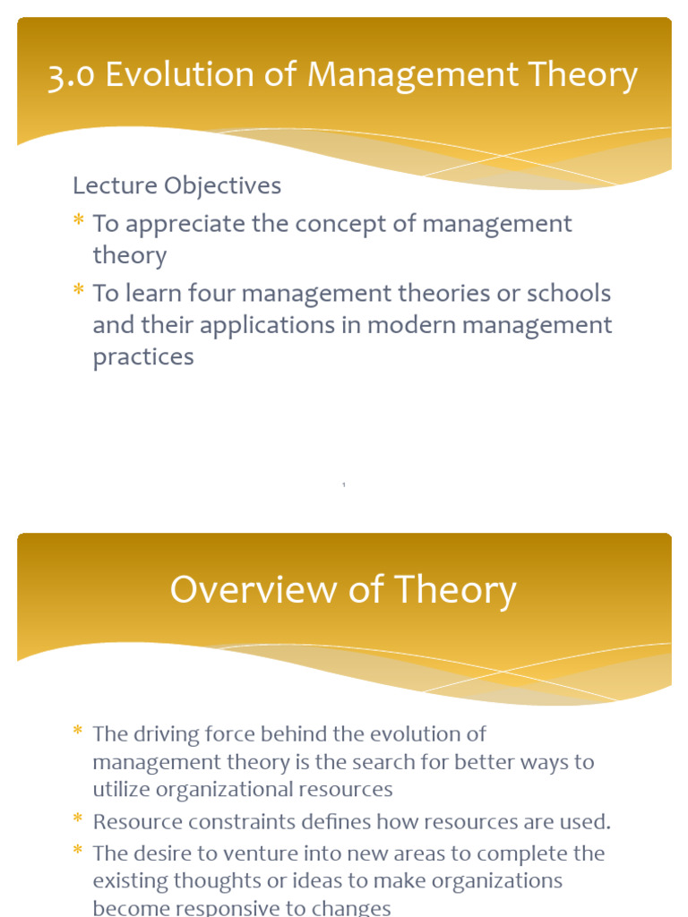 3.0 Evolution of Management Theory Updated | PDF | Behavioural Sciences | Psychology