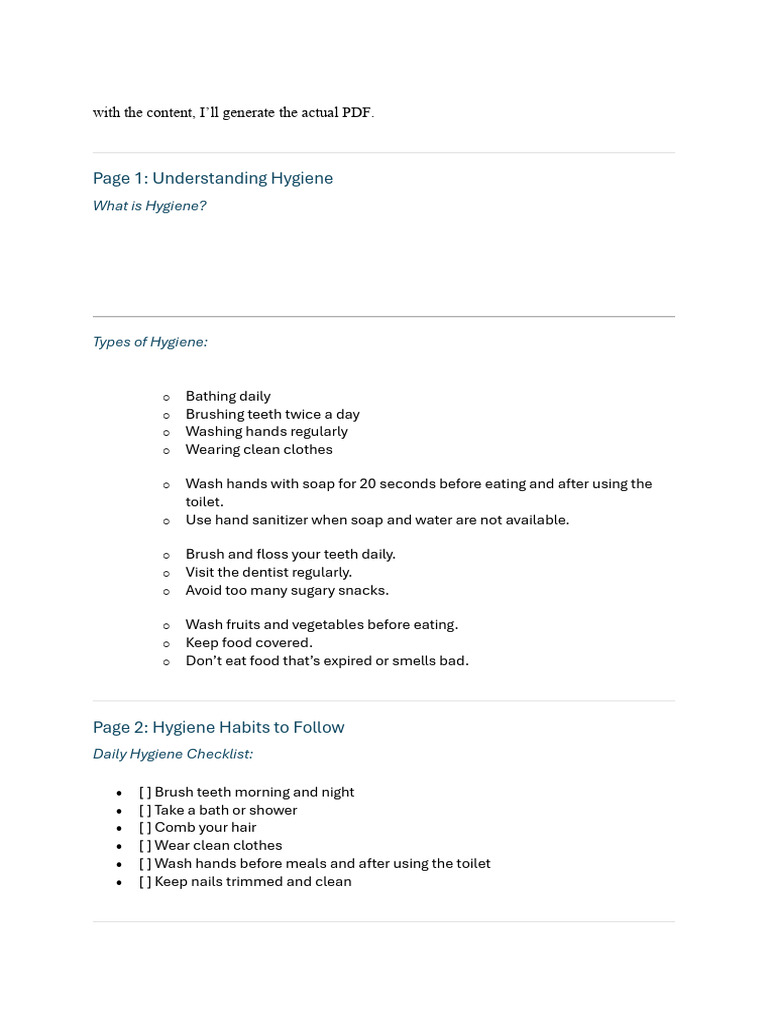 Page 1: Understanding Hygiene | PDF