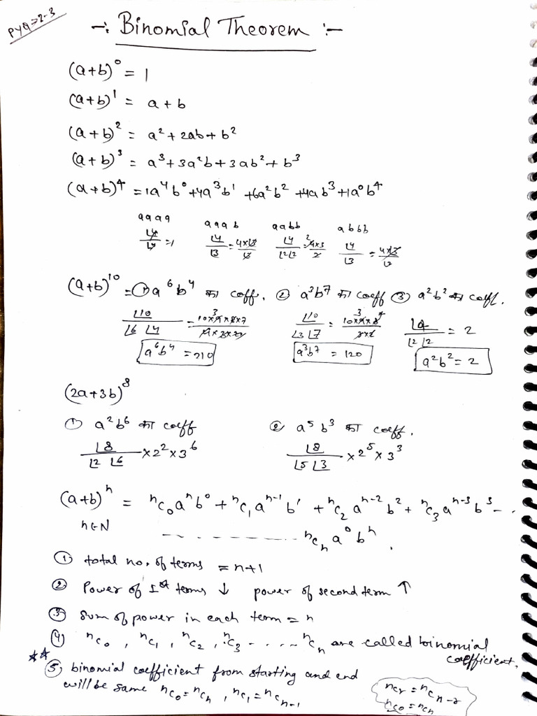 Binomial Theorem Notes for NDA | PDF