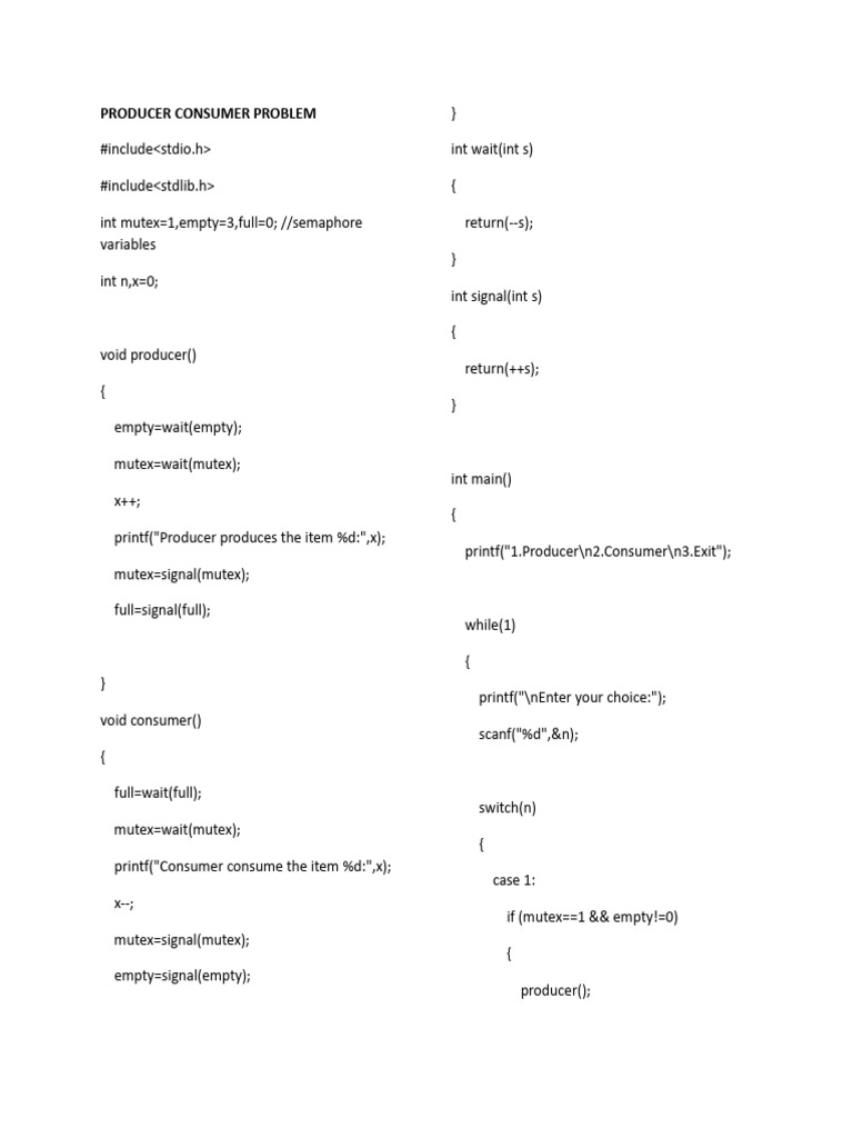 Producer Consumer Problem | PDF