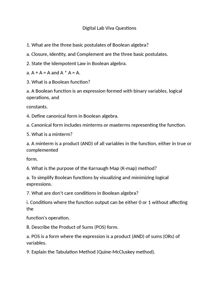 Digital Lab Viva Questions | PDF