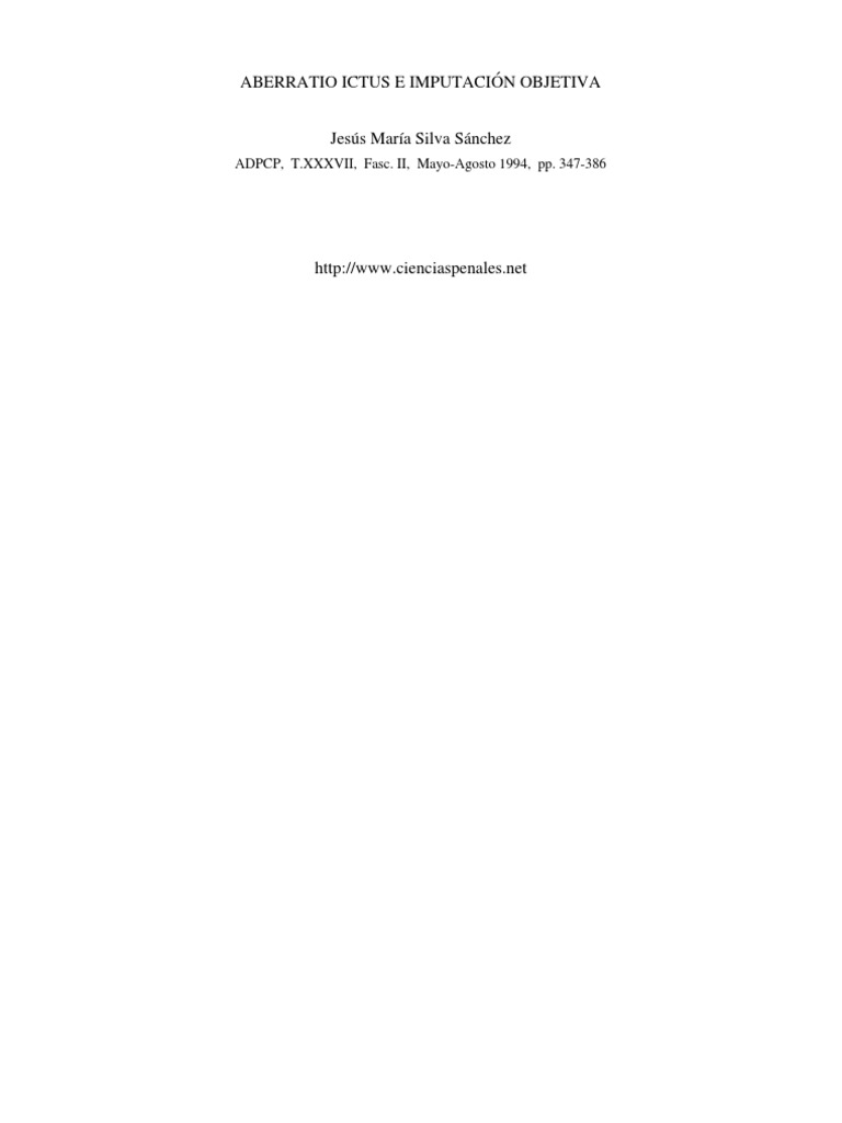 Aberratio ICTUS | PDF | Intención (Derecho Penal) | Delito