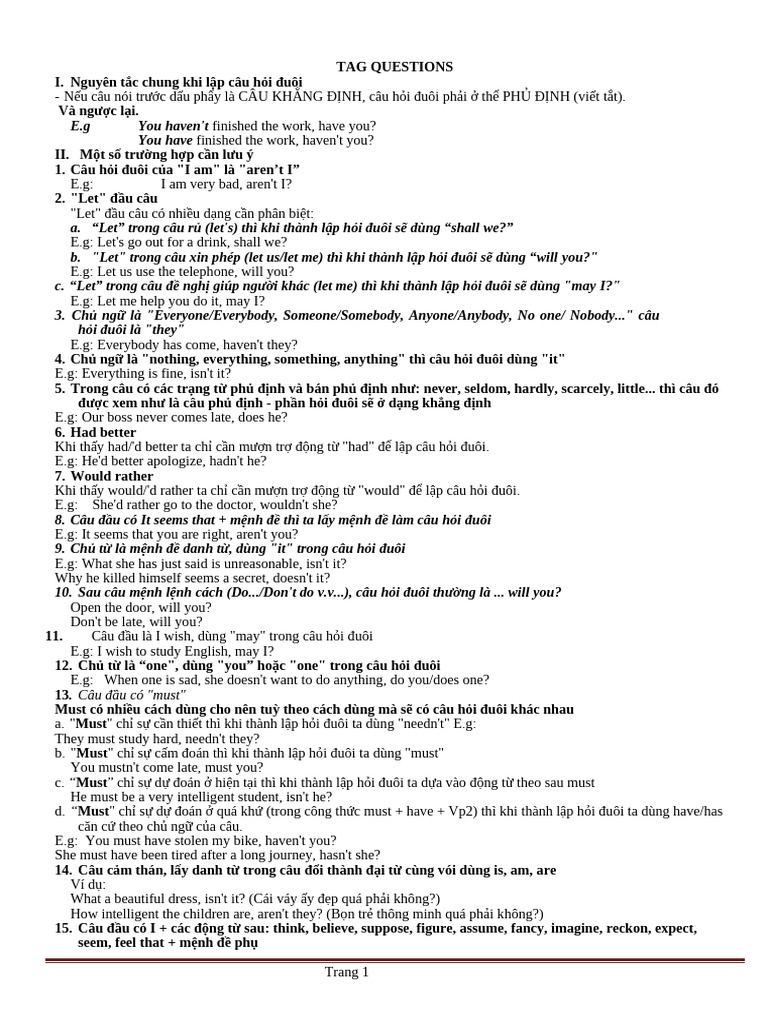 10 Tag Question | PDF