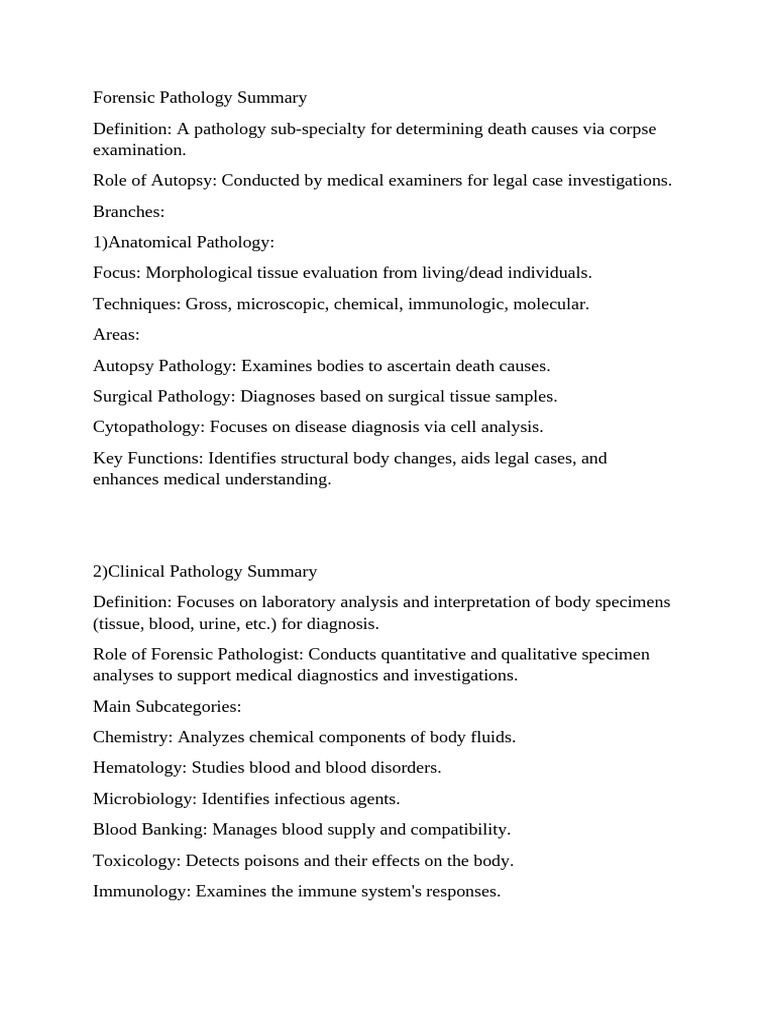 Forensic Pathology Summary SEM 6 | PDF | Pathology | Stomach