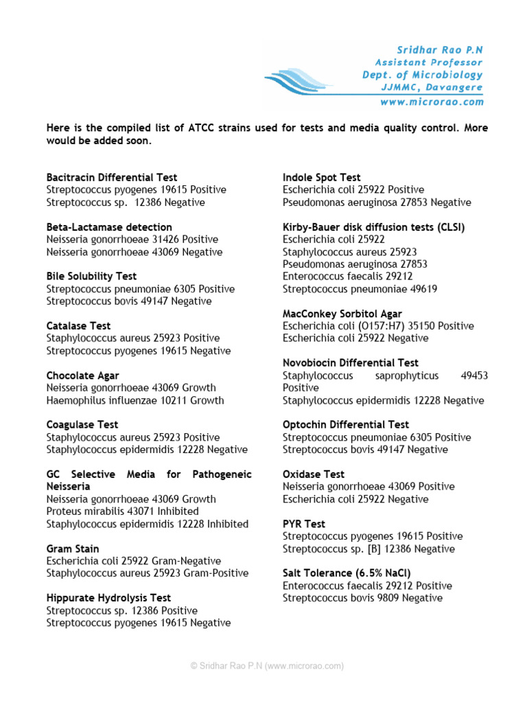 Atcc Strains | PDF | Beta Lactamase | Staphylococcus