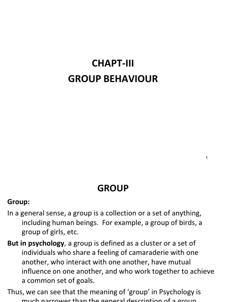 OB Ch-3 Group Behaviour (PPT Ready) (1+20 Slides) | PDF | Goal | Hierarchy