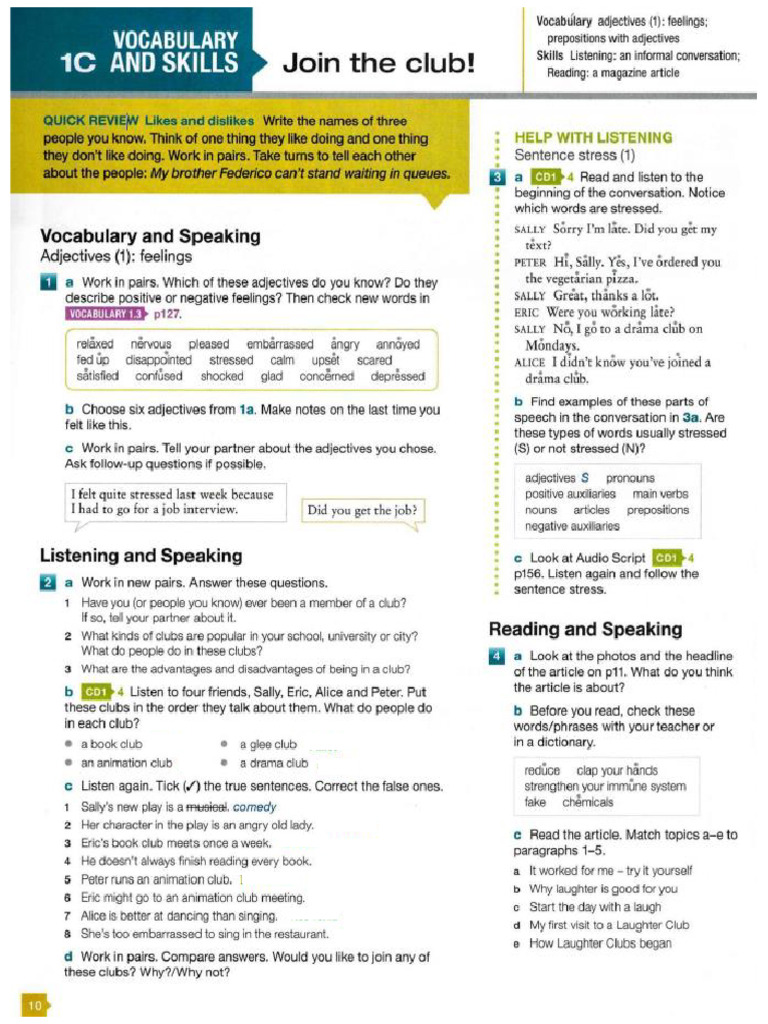 F2F Intermedate_UNIT 1C & 1D | PDF