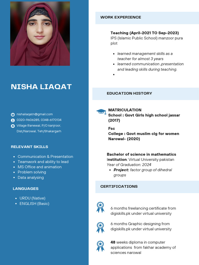 Nisha Liaqat CV - 250212 - 003416 | PDF