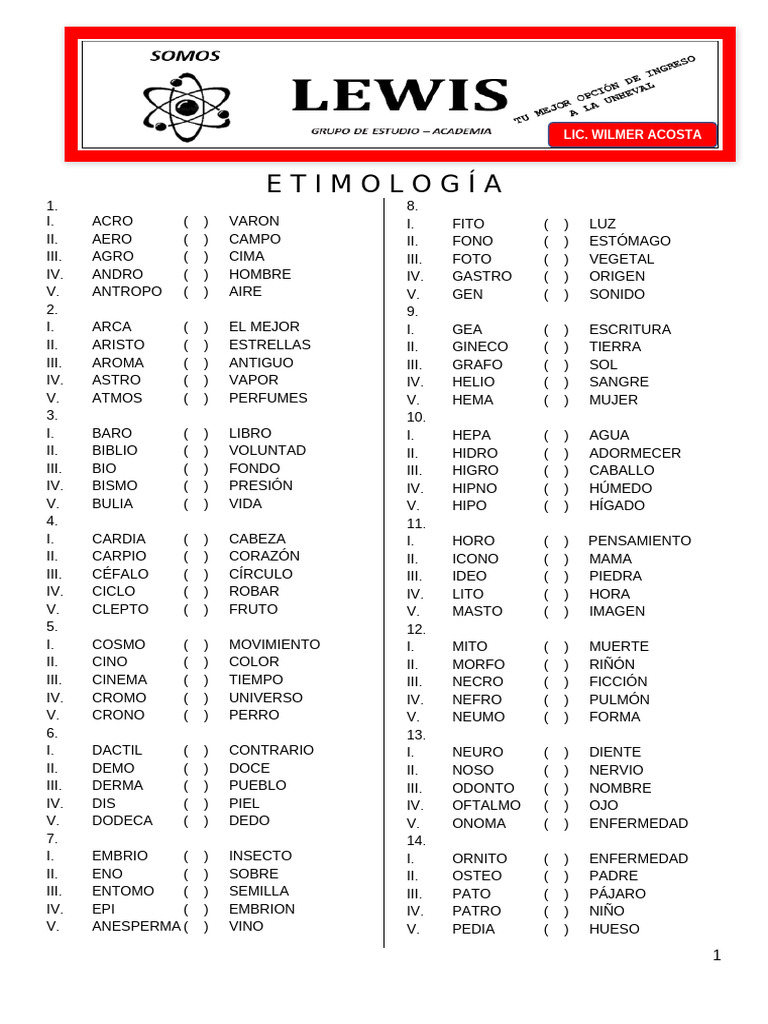 Etimología de términos griegos y sus usos | PDF