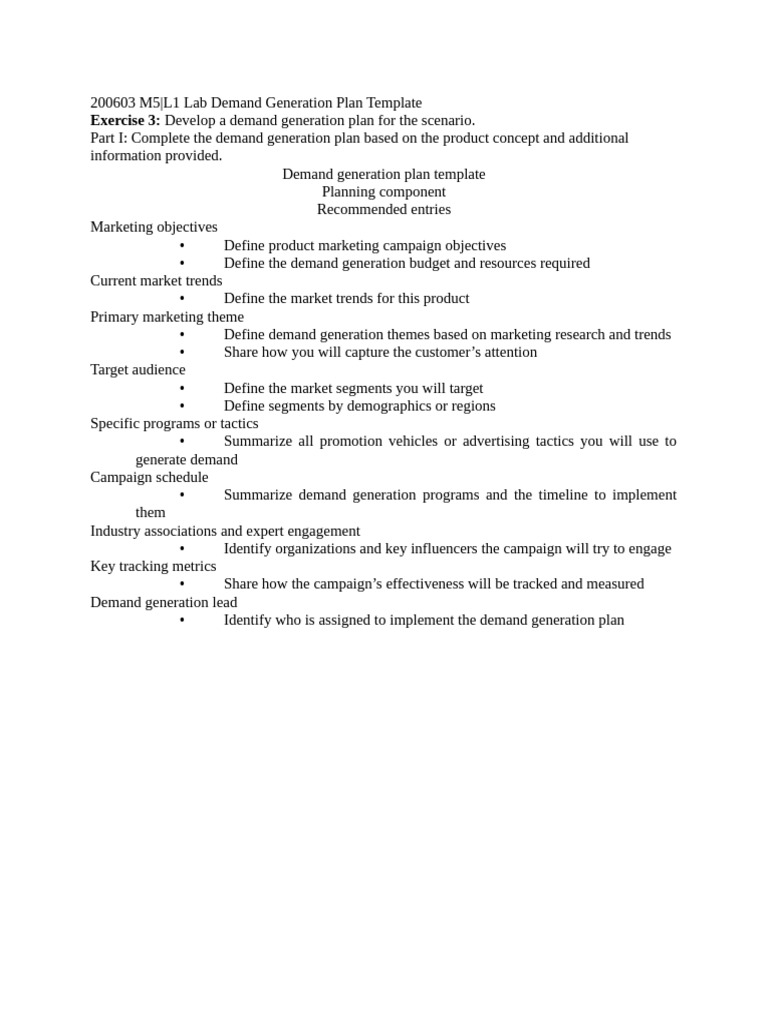 Lab Demand Generation Plan | PDF | Marketing | Digital Marketing