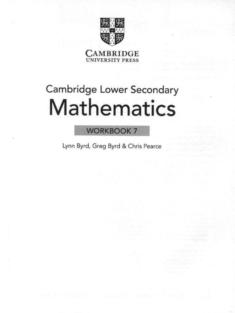 Cambridge Lower Secondary Mathematics 7 Workbook (Second Edition) | PDF