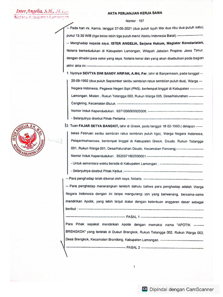 Akta perjanjian | PDF