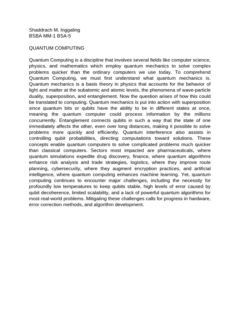 Quantum Computing | PDF