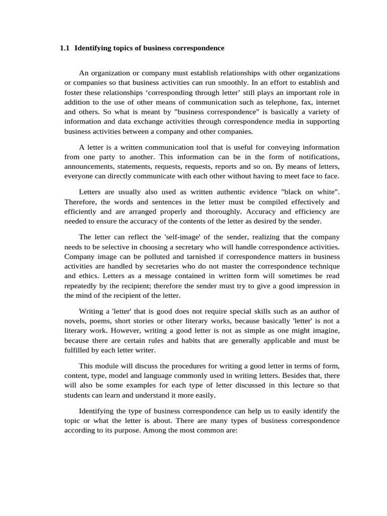 Business Correspondence Essentials Guide | PDF