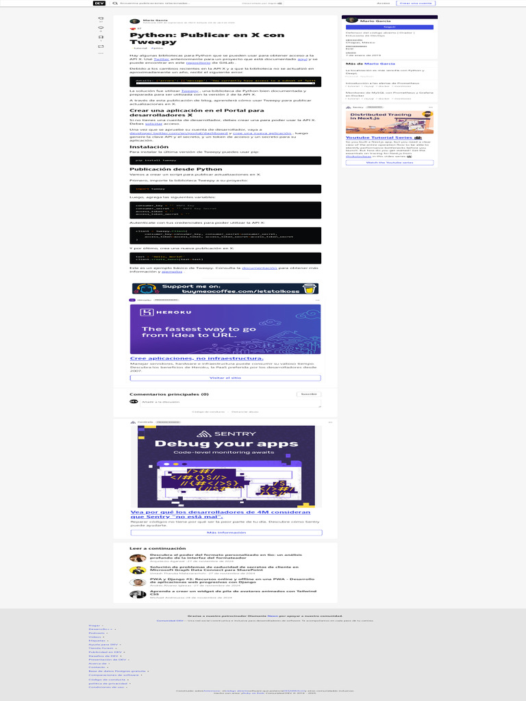 Python - Publicación en X Con Tweepy - Comunidad DEV | PDF | Software | Tecnologías de la ...