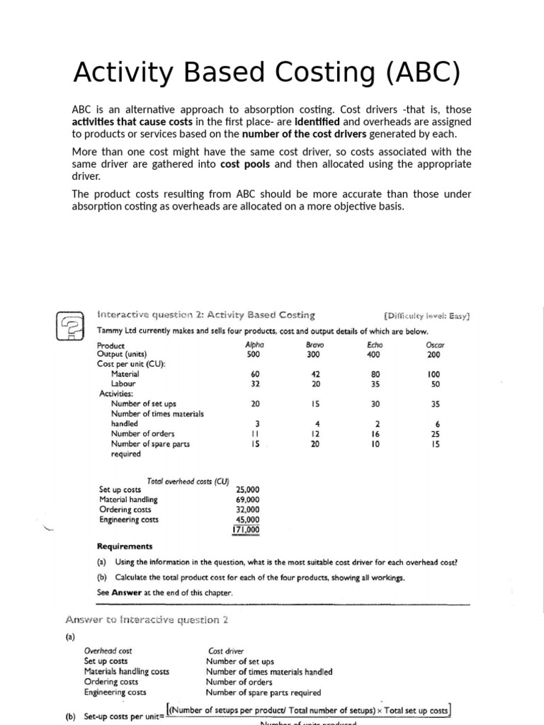 Understanding Activity Based Costing | PDF