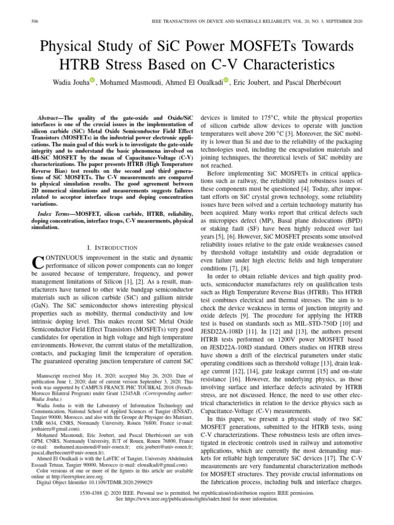 Physical Study of SiC Power MOSFETs Towards HTRB Stress Based On C-V ...