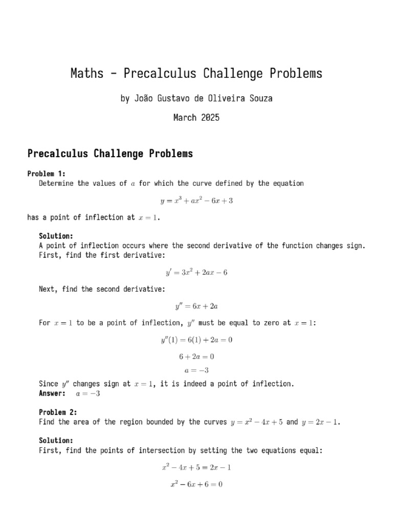 Precalculus Challenge Problems - White Pages | PDF