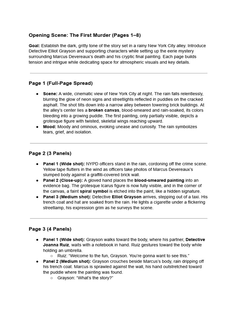 Opening Scene - The First Murder (Pages 1-8), Act 1 - Gathering Clues ...
