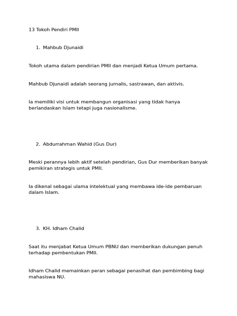 Tokoh Pendiri Pmii | PDF