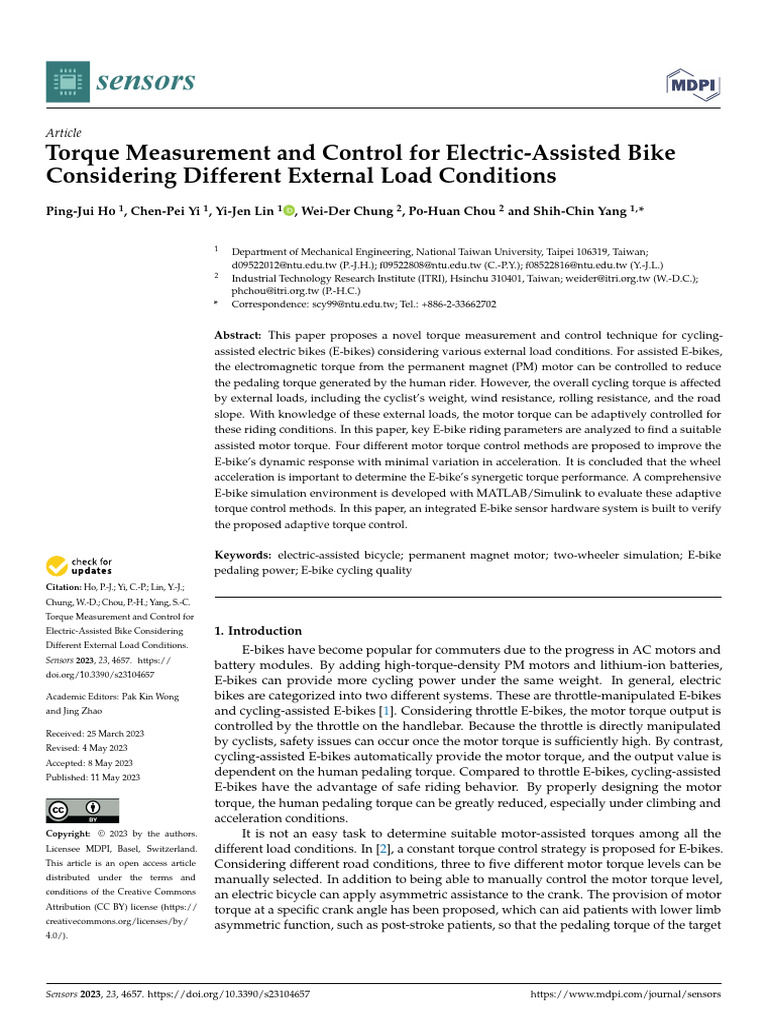 Torque Measurement and Control For Electric-Assist | PDF | Torque | Engines