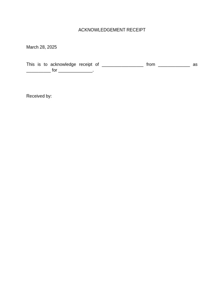 Acknowledgment Receipt Template | PDF