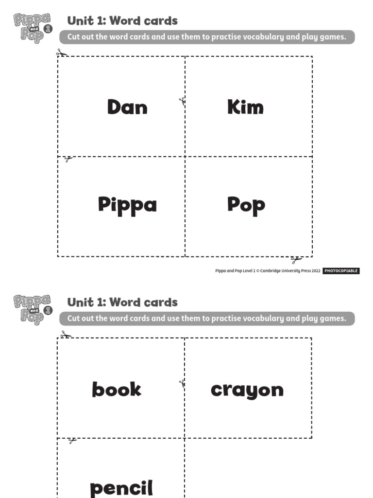 Pippa and Pop Level 1 Word Cards | PDF | Fashion | Clothing