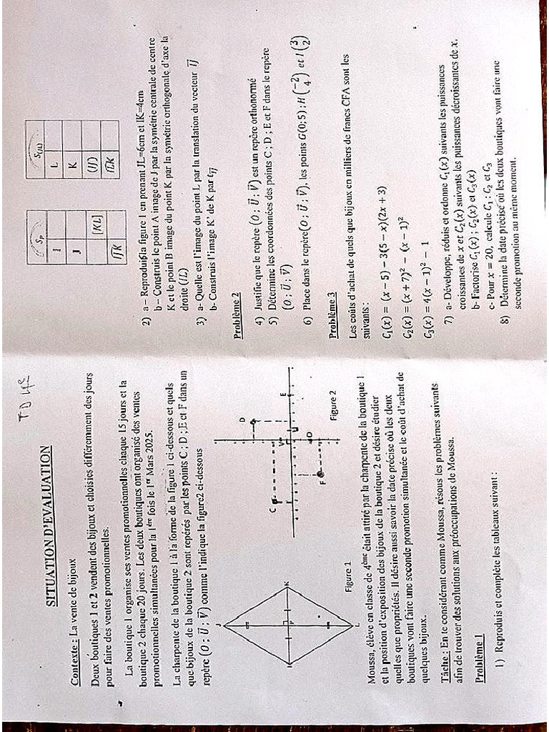 TD Maths 4è Sts PP (12 Avril 25) | PDF