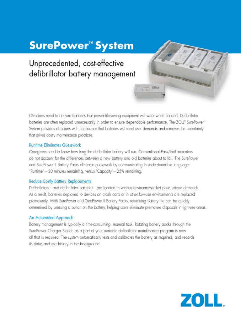 Zoll Sure Power Battery Brochure | PDF | Battery Charger | Lithium Ion ...