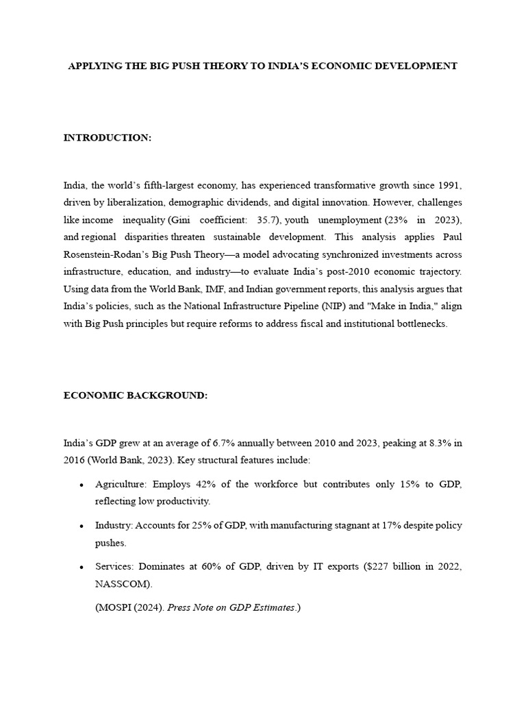 Big Push Theory in India's Growth Strategy | PDF | Economic Growth ...