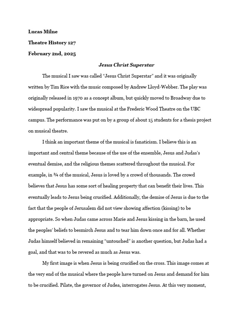 Reflection On A Live Performance | PDF | Jesus | Judas Iscariot