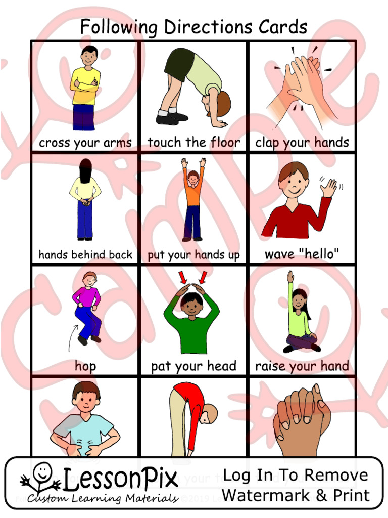 Following+Directions+Cards Material 8624323 | PDF