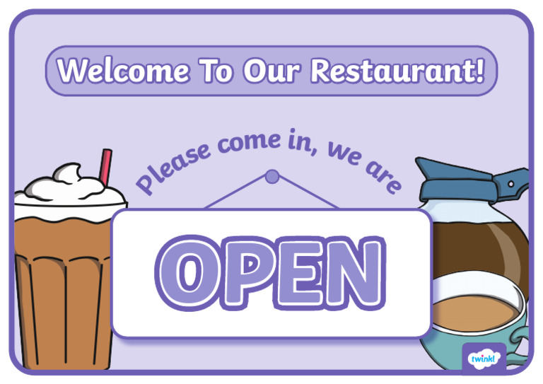 Restaurant Role Play Open Sign | PDF