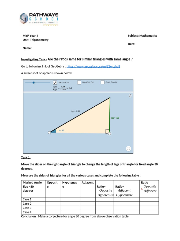 Investigating Task-Trigonometry | PDF | Triangle | Elementary Mathematics