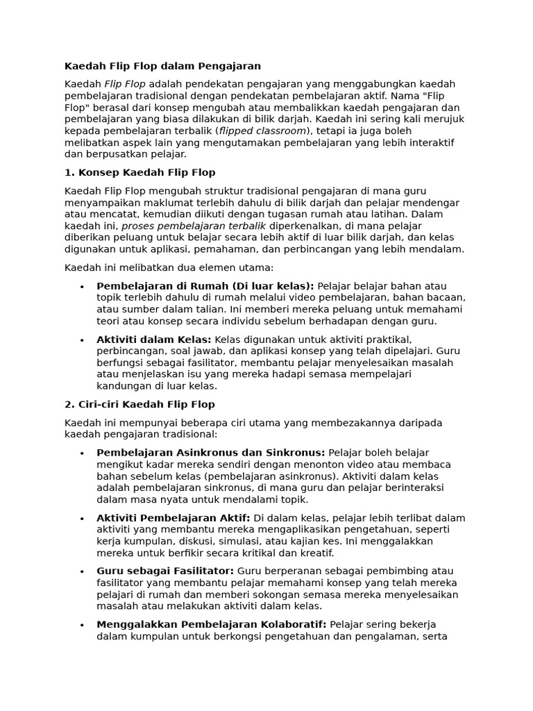 Kaedah Flip Flop dalam Pengajaran | PDF