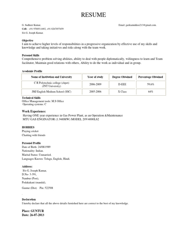 sudheer cv | PDF
