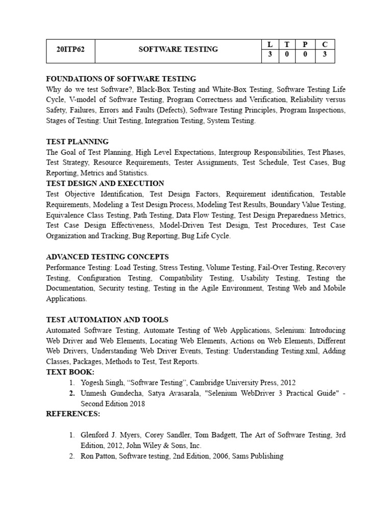 Software Testing Syllabus.docx | PDF | Software Testing | Software ...