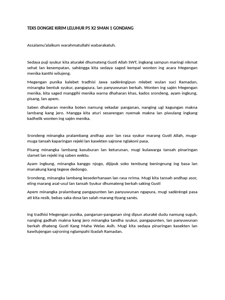 Teks Dongke P5 X2 Sman 1 Gondang | PDF