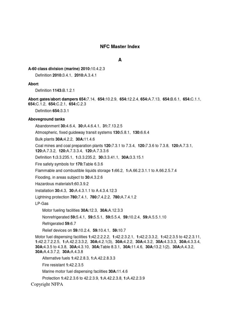 NFPA Master Index | PDF | Boiler | Firefighting