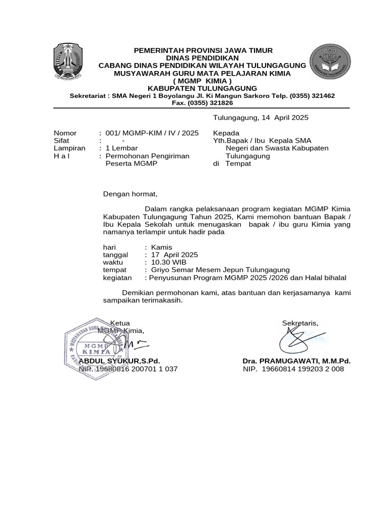 Undangan MGMP April 2025-FIX | PDF