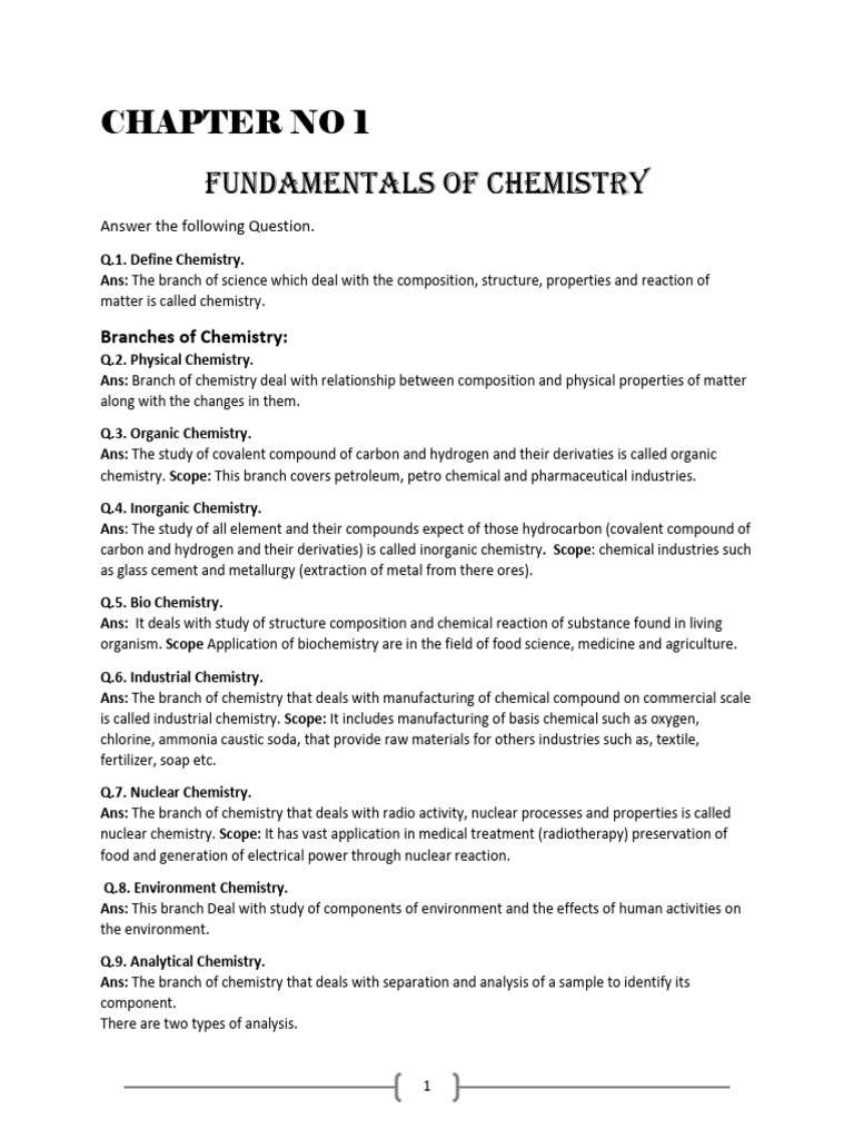 Chapter No 1 Chemistry ... Fundamental of Chemistry | PDF | Ion | Mole ...