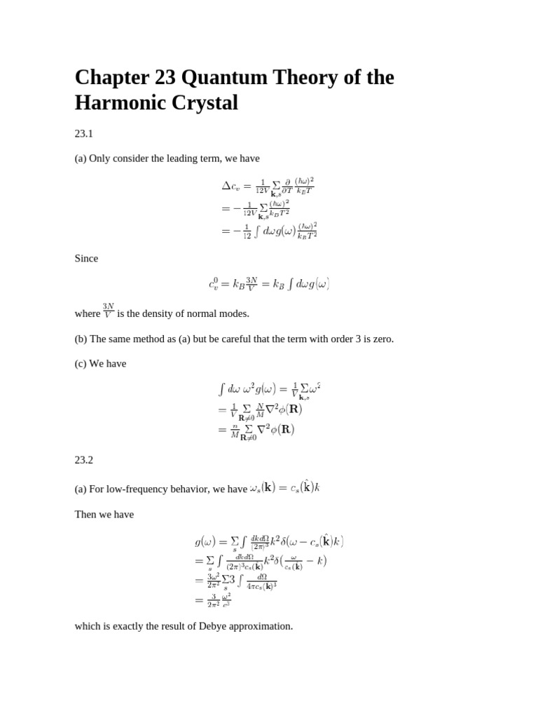 Chapter 23 Quantum Theory of the Harmonic | PDF