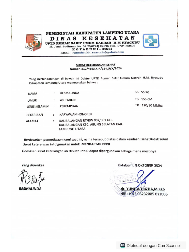 SURAT SEHAT RESM | PDF