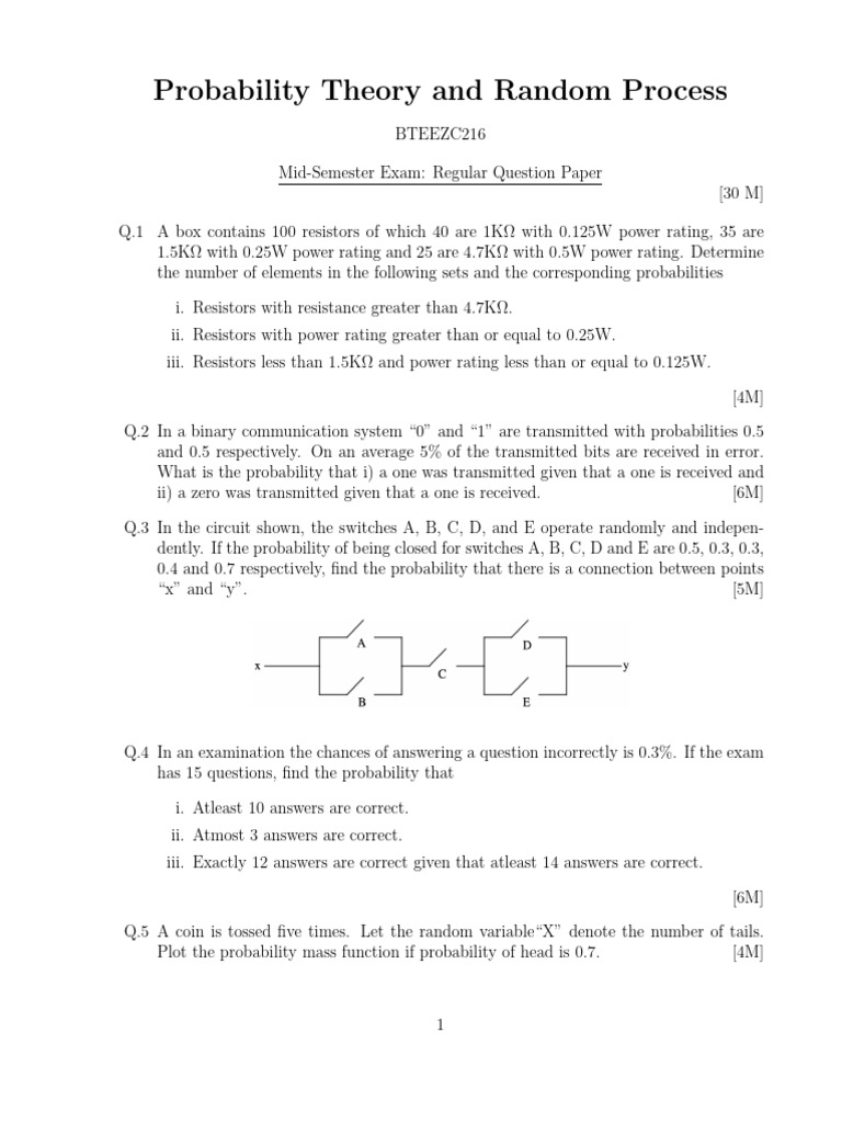 Probability Theory Mid-Sem Exam Paper | PDF | Probability | Applied ...