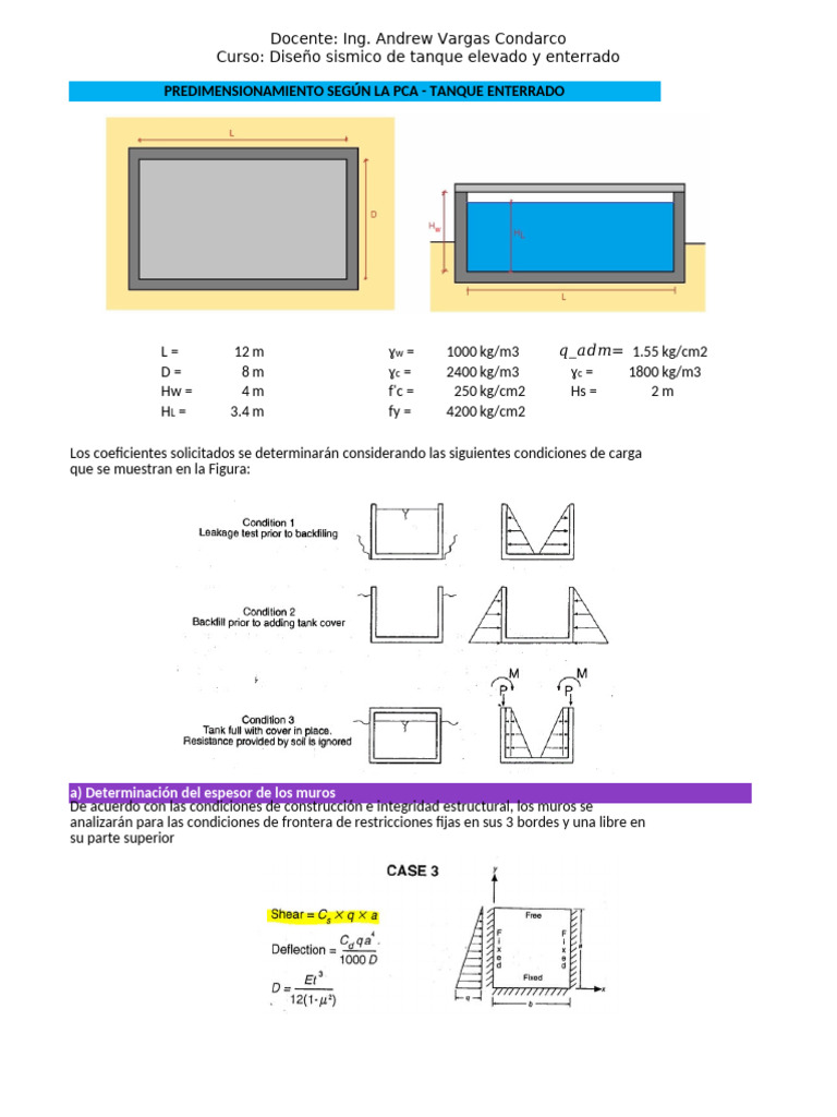 Dimensionamiento Tanque Enterrado | PDF