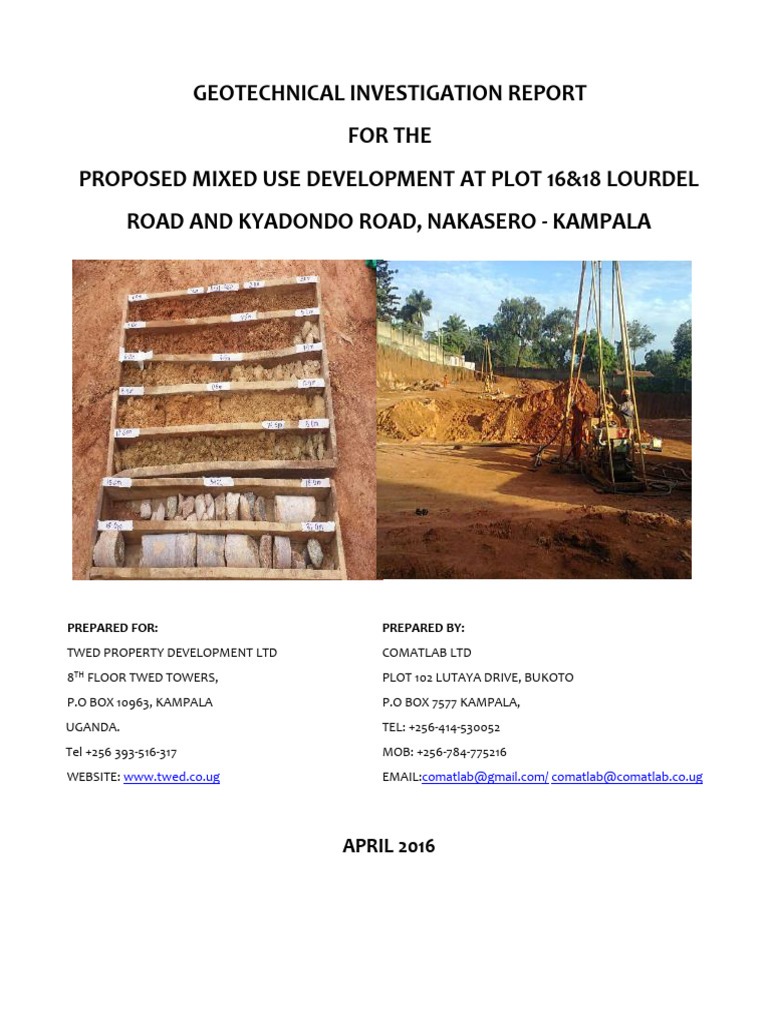 Geotechnical Investigation Report For Plot 16 & 18 Lourdel RD Kampala ...