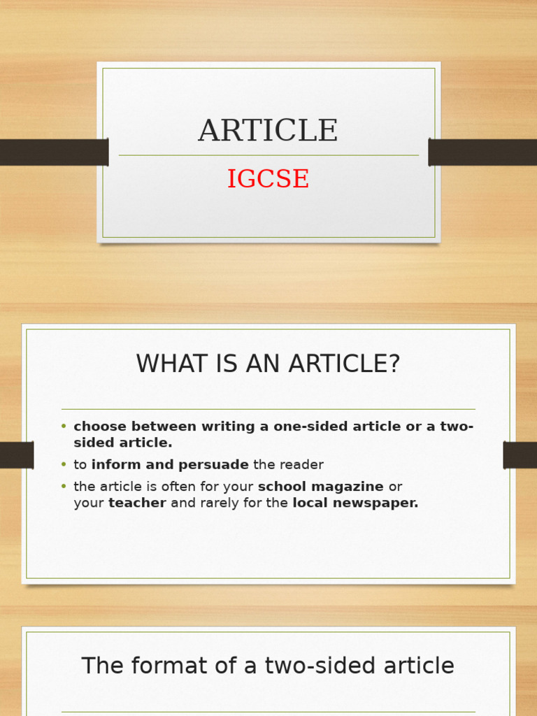 IGCSE ARTICLE Baby Steps | PDF