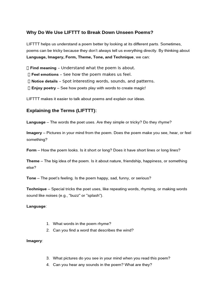 Unseen poetry practice | PDF